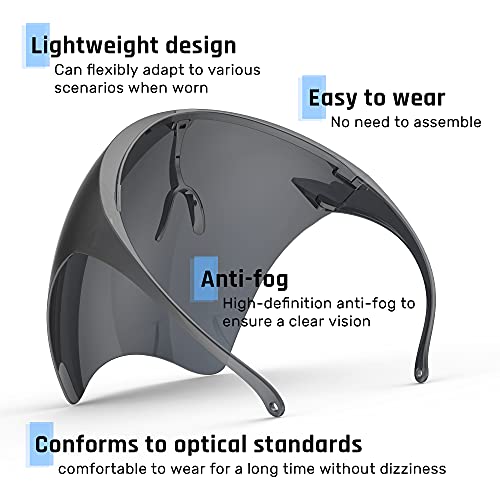 MEIGIX Anti Fog Goggle Sunglasses Unisex Visor Full Face Protective Shield Glasses Fashion Tinted Lens Eyewear (Black)