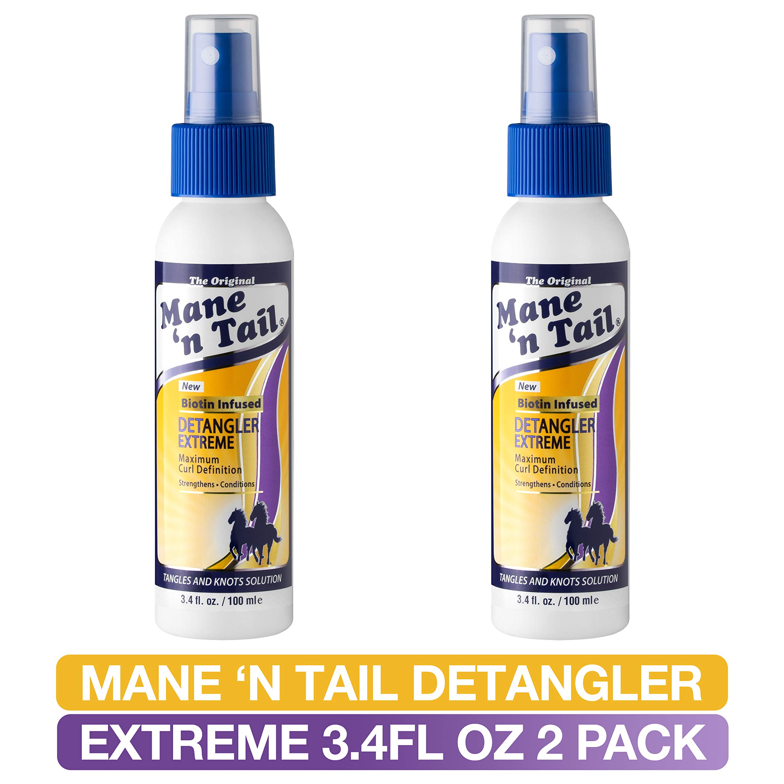 Mane 'n Tail Extreme Detangler (2-Pack) & Biotin Infused Curl Defining Strengthening Spray (3.4 oz)