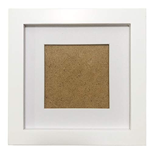 ZXT-parts 6x6 Picture Frames White Without Mat, 4x4 Picture Frame with Mat, Front Opening is 5.6x5.6.Solid Wood, 2 panels (1 glass, 1 plexiglass). Set On The Table, Hang On The Wall.