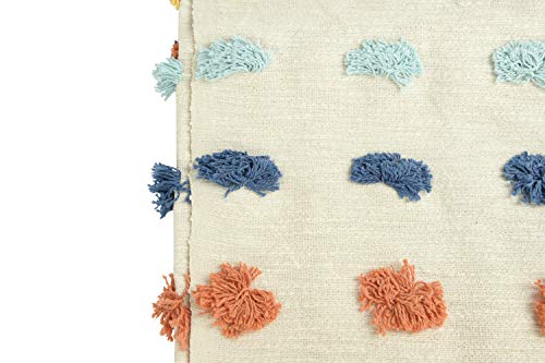 Creative Co-Op 60" L x 50" W Woven Cotton Tufted Dots & Tassels Throw, Multicolor