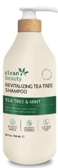 Clean Beauty Revitalizing Tea Tree & Mint Shampoo with Botanical Extracts - for All Hair Types | Smooth, Detangle, Moisturize & Soften (32 ounce)