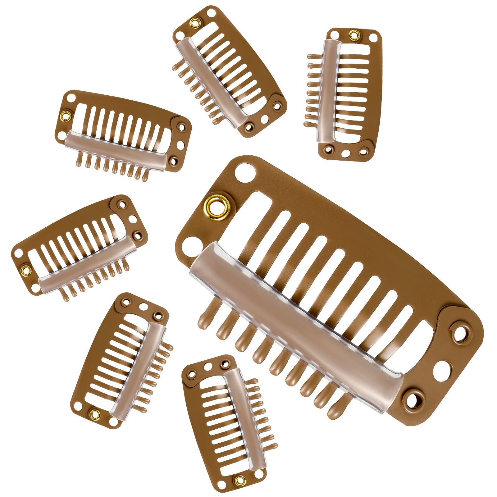 WILLBOND 30 Pieces 32 mm 9-teeth Hair Extension Clips (Light Brown) for Women Hair Extensions DIY