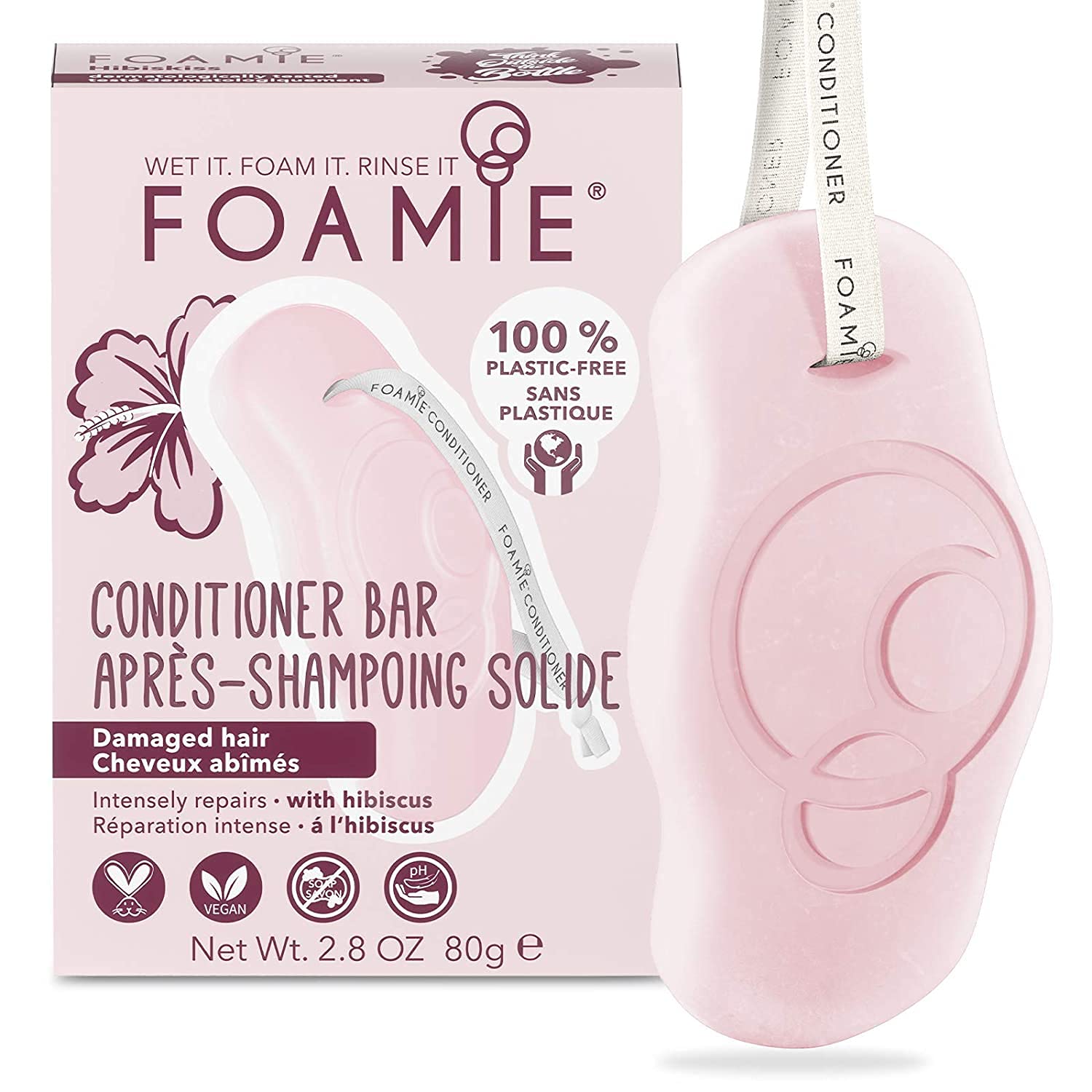 Foamie Hair Conditioner Bar for Damaged Hair, Plastic Free, 80g