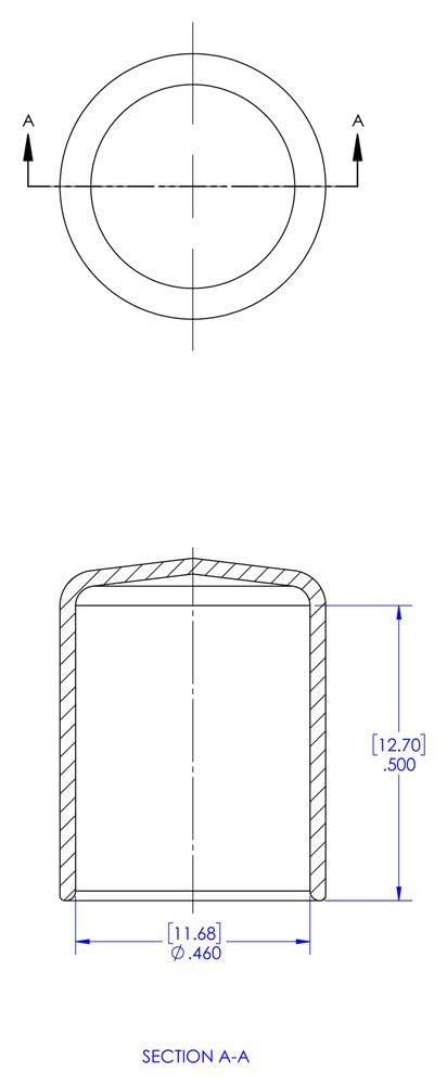 Caplugs VC-460-8 VC Series – Vinyl Round Cap, 1000 Pack, Black Plastic, 0.460" W x 0.500" L Protective Closures, Thread Protectors, Dust and Moisture Seals, Masking, Plating, Color Coding (99192475)