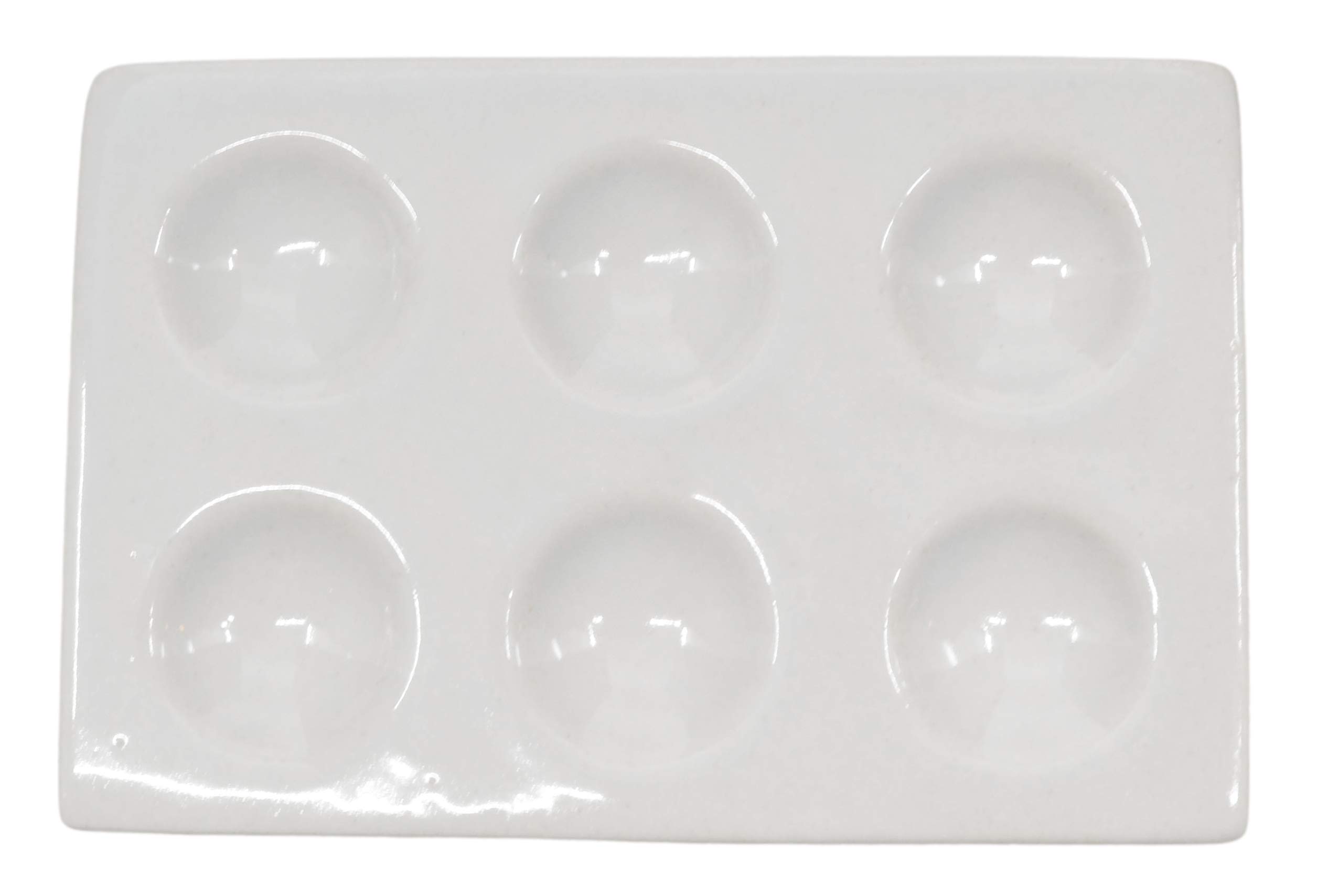 EISCO Spot Plate, 6 Wells - 4"L x 2.8"W - Glazed Porcelain