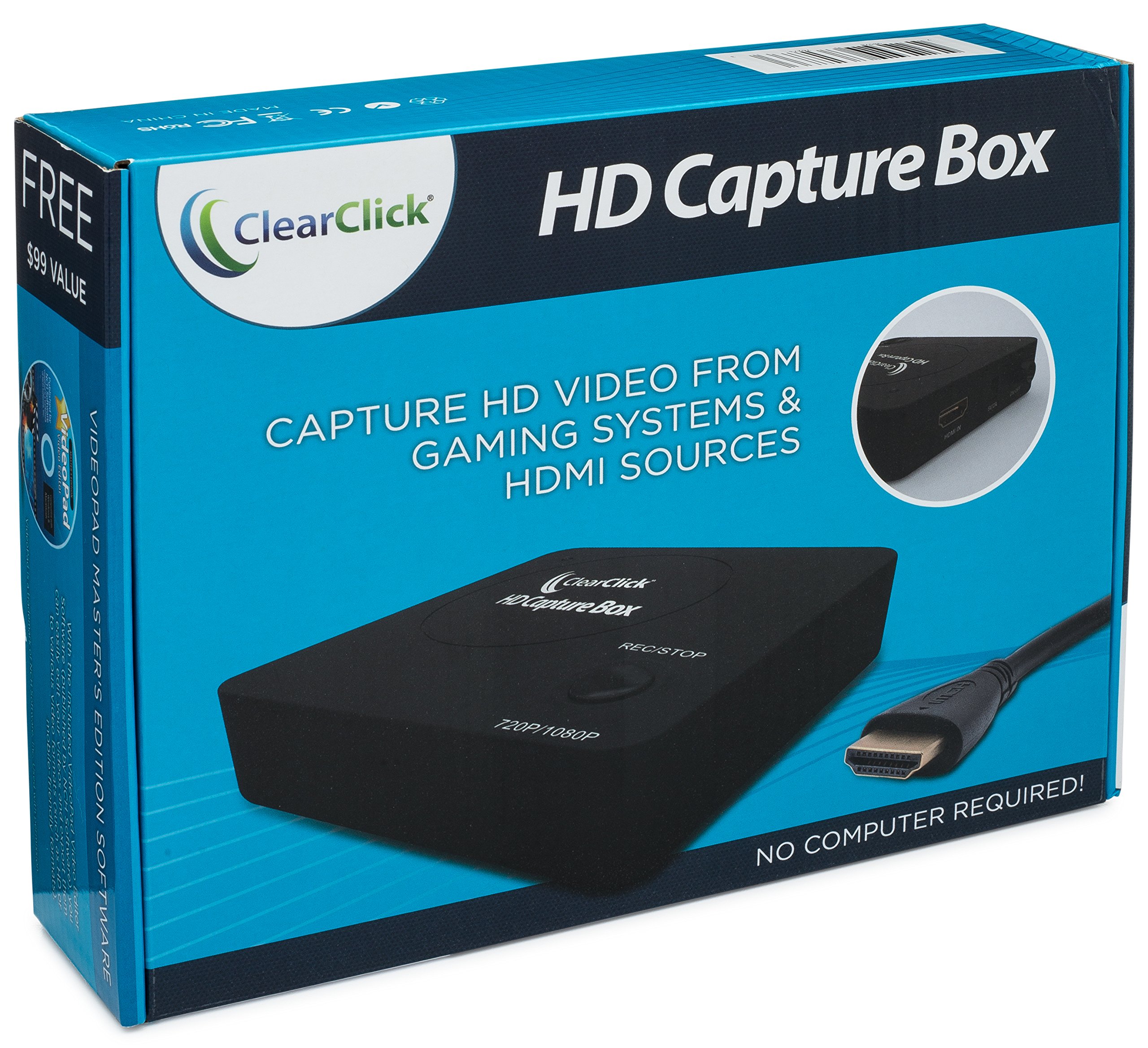 ClearClick HD Capture Box - Capture Video from Gaming Devices & HDMI Sources (No Computer Required)