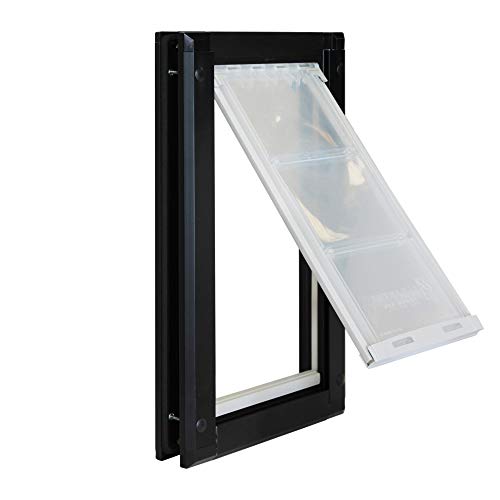 Endura Flap Single Flap Pet Door for Doors | All-Weather Insulated Flap | Durable Aluminum Frame with Secure Locking Cover | Interior and Exterior Door Installations | Black, Large, Single Flap
