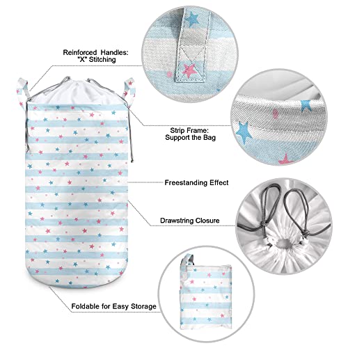 Beegreen XX-Large Drawstring Laundry Hamper 115L Dot Laundry Bag, Collapsible Laundry Baskets with Handles, Dirty Clothes Hamper for Bedroom Bathroom Dorm,Foldable Tall Clothes Hamper