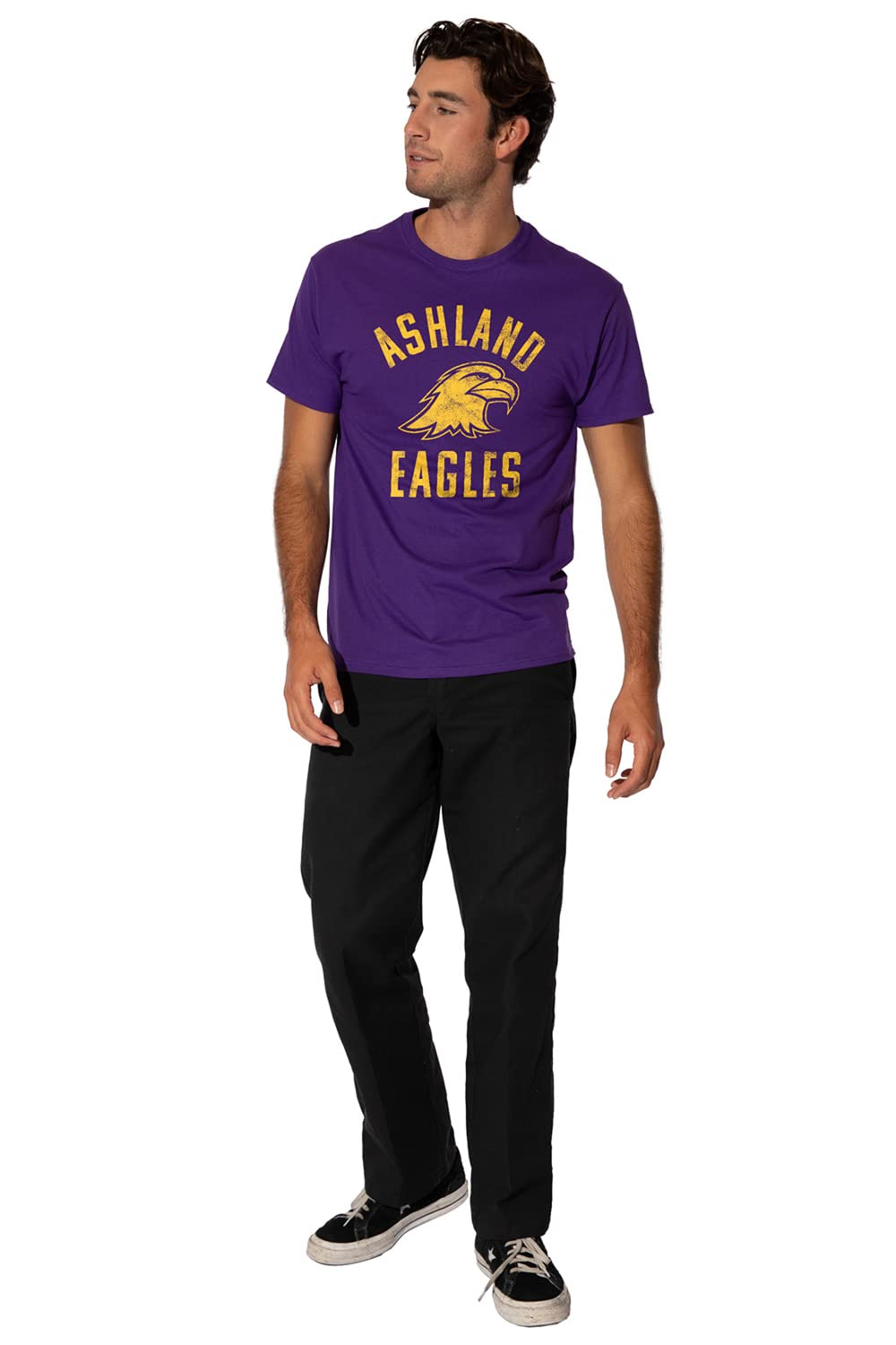 Ashland University Official Large One Color Logo Short Sleeve Mens Cotton T-Shirt,Purple, 2X-Large