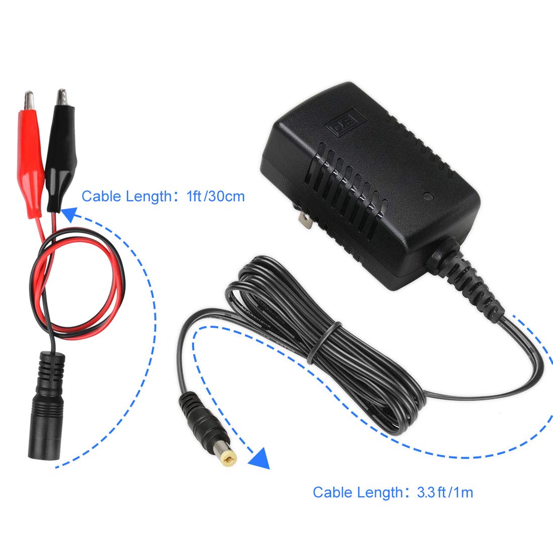 TalentCell AC/DC 14.4 14.6V/1.5A LiFePO4 Battery Charger with Dual Alligator Clips Connector for 4S 12V Rechargeable Lithium Iron Phosphate Battery Pack