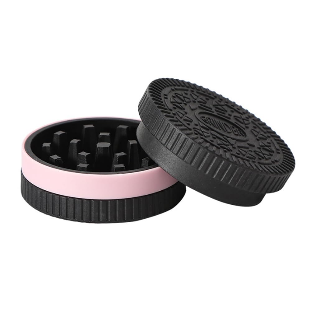 2.2 Inch Spice Grinder, Cute Cookie Shaped Design Portable Grinder for Herb (Black) (Middle Random Color)