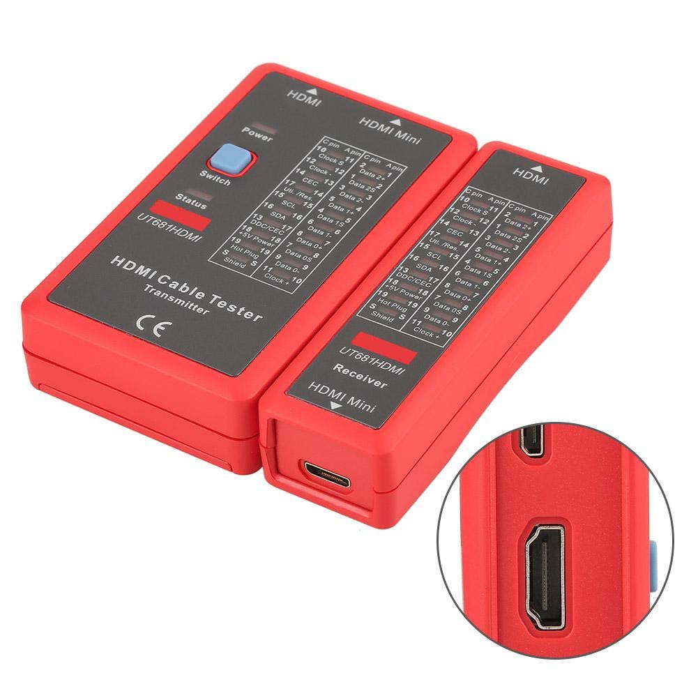 HDMI Mini-HDMI Battery Operated Data High Definition Cable Tester Continuity Checker 20 LED Light Status Indictor to Check Disorder Short Open and Cross Connection