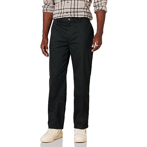 Amazon Essentials Men's Classic-Fit Wrinkle-Resistant Flat-Front Chino Pant (Available in Big & Tall), Black, 34W x 29L