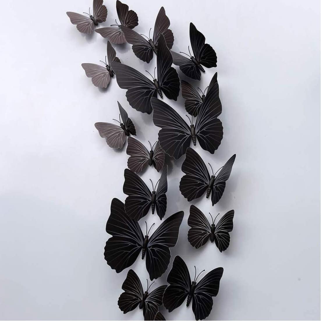 3D Butterfly Wall Decals 12 Pieces 3D Butterfly Stickers Fashion Design DIY Wall Decoration Butterfly Wall Decals for House Decoration-Black
