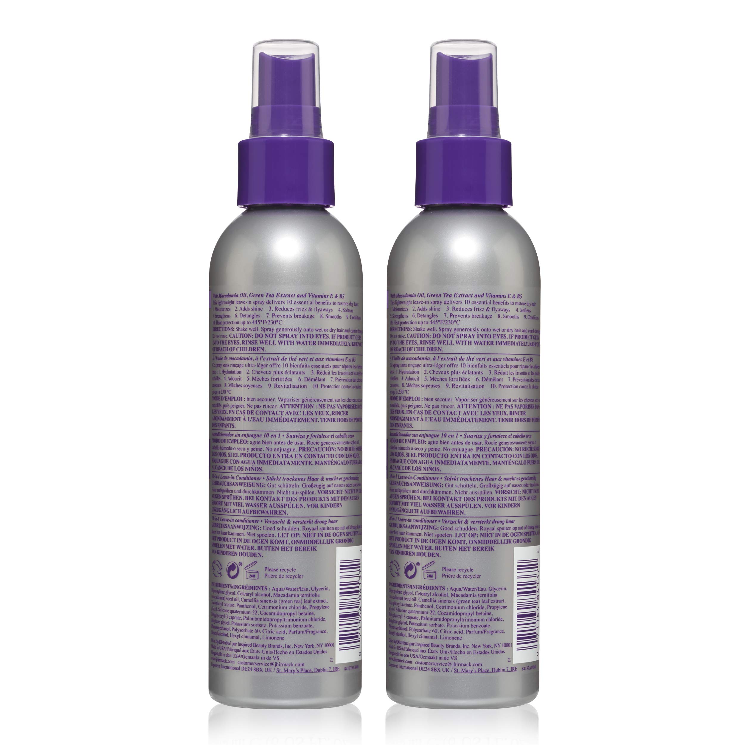 jhirmack 10-in-1 Leave-In Conditioner Spray | Heat Protectant | Detangles, Softens, Repairs & Adds Shine | Made with Vitamin E & B5 | Set of 2