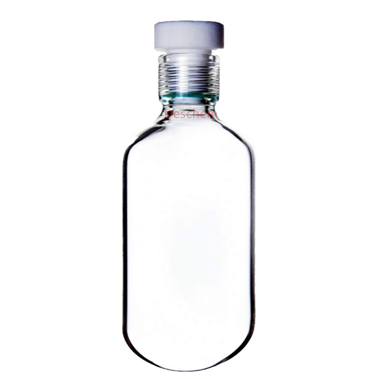 Deschem 400ml Glass High Pressure Bottle,75 * 175 Lab Heavy Wall Vessel #15 PTFE Thred