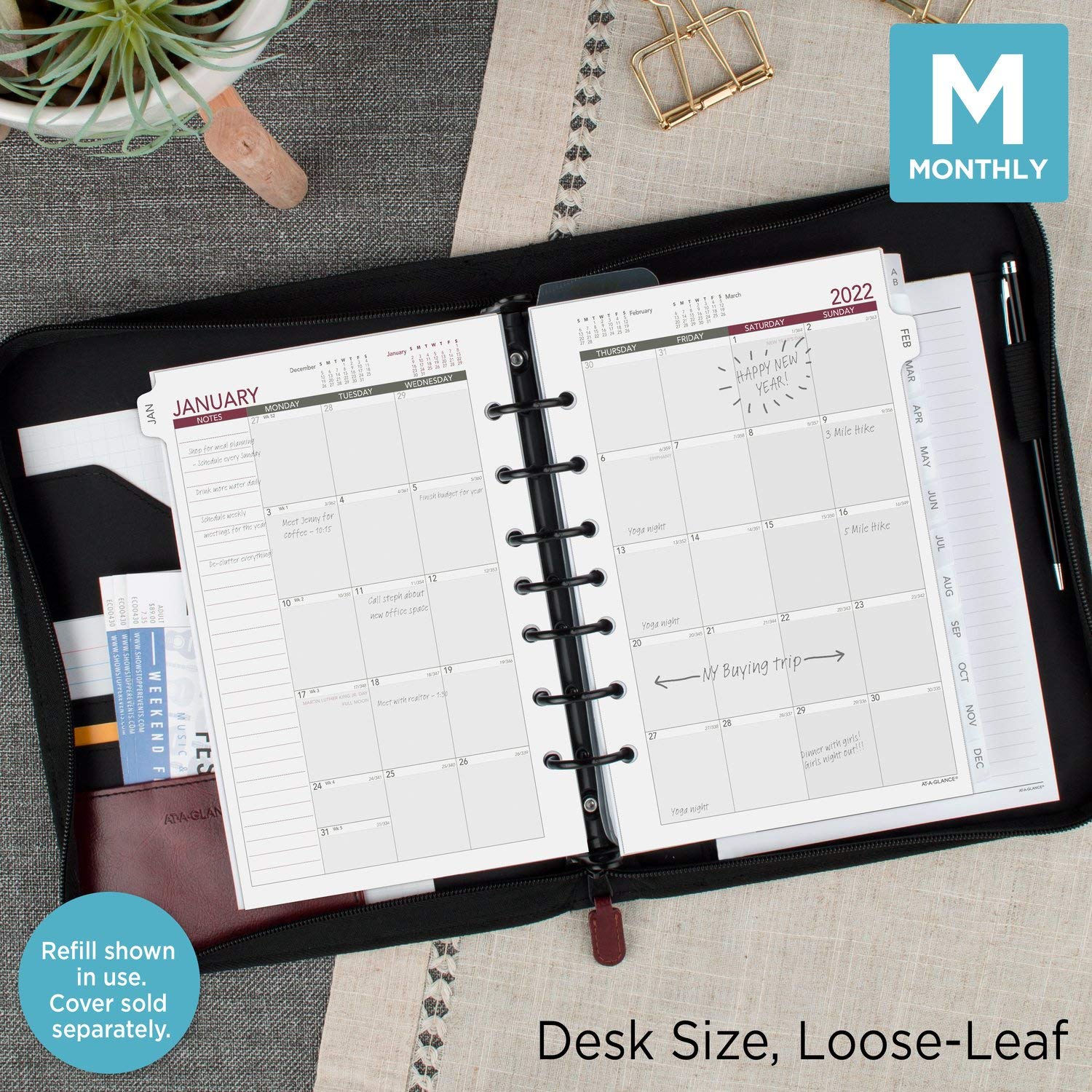 2022 Monthly Planner Refill by AT-A-GLANCE, 12024 Day-Timer, 5-1/2" x 8-1/2", Size 4, Desk Size, Loose-Leaf (061-685Y)