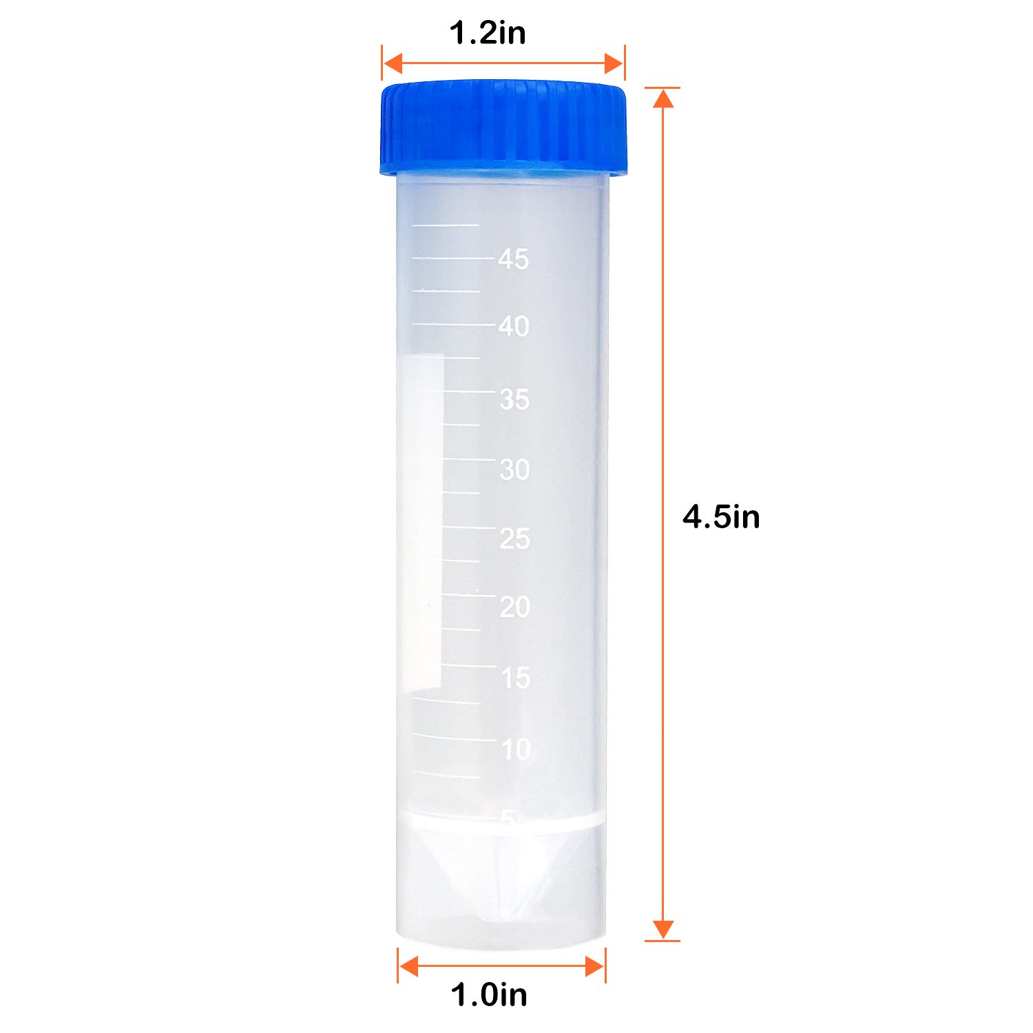 50ml Plastic Centrifuge Tubes with Screw Cap, CertBuy 50 Pack Self-Standing Plastic 50ml Test Tube Polypropylene Conical Tubes with Cap, Graduated Marks