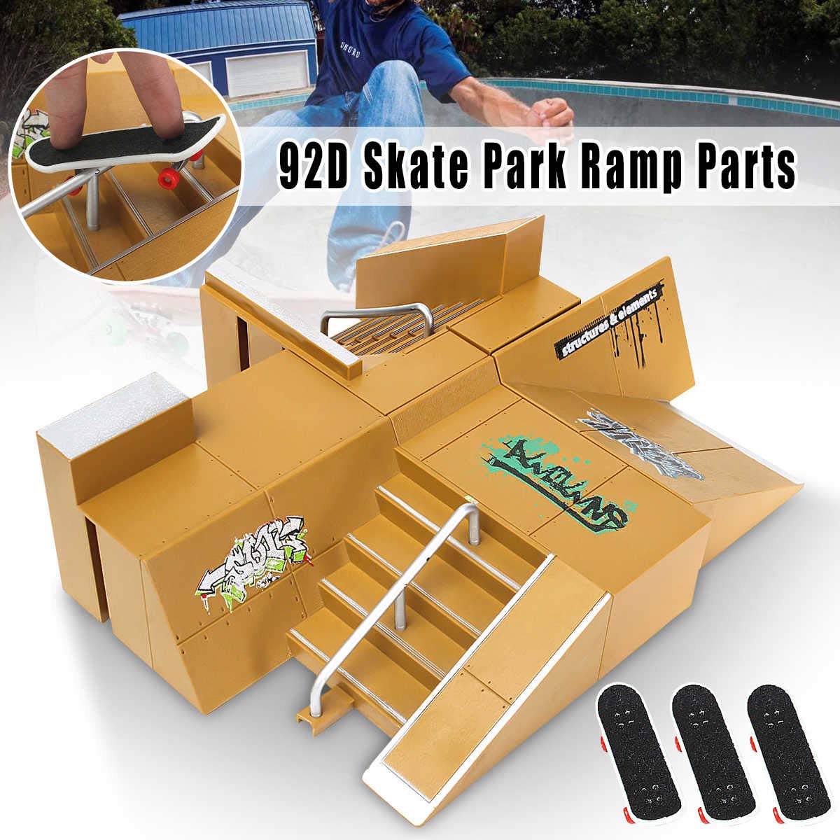 Aestheticism Skate Park Kit, with Interesting Accessories, Experience More Gameplay and Happiness for Kids - Ramp Parts for Fingerboard Skate Park Ultimate Parks Training Props