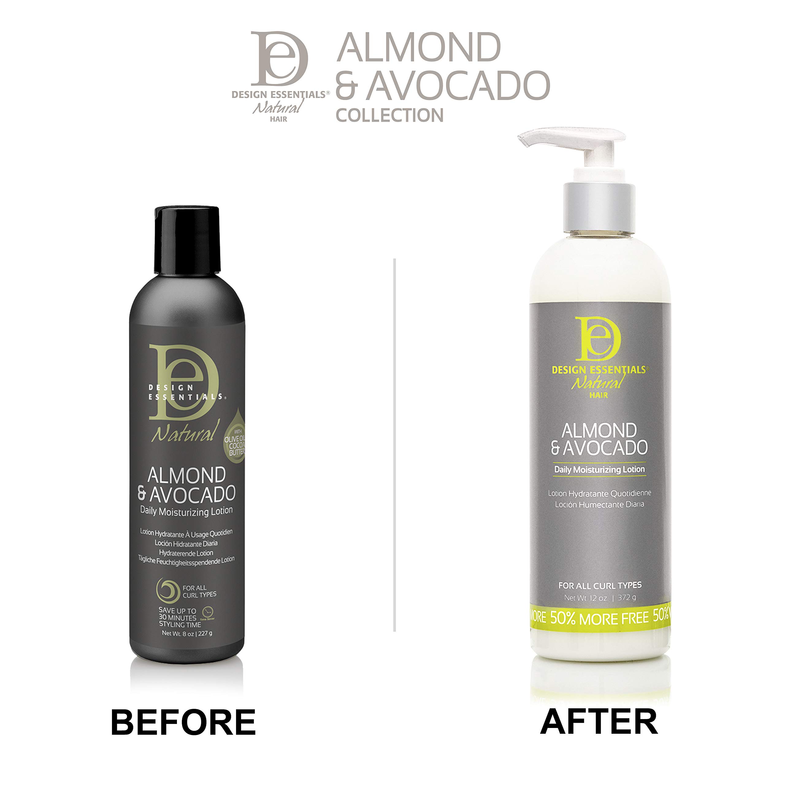 Design Essentials Almond & Avocado Daily Hair Moisturizing Lotion with Jojoba & Olive Oil, 12 Ounce