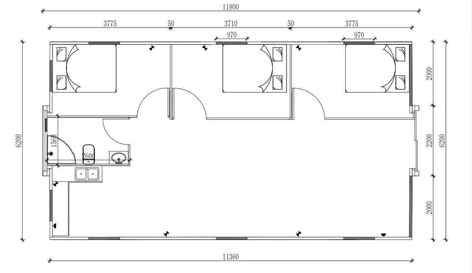 40ft House with Luxury Design, with 3 Bedroom, 1 Living Room, 1 Full Equiped Bathroom and Kitchen,Prefabricated Container House for Adults Living, Foldable Mobile Home Easy Setup & Move. (40ft)