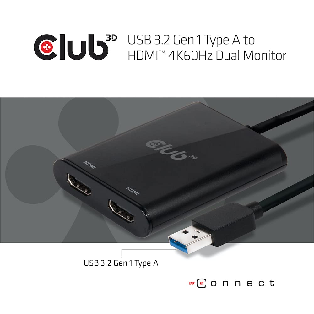 Club3D CSV-1474 USB 3.2 Gen1 Type A to HDMI Dual Monitor 4K60Hz