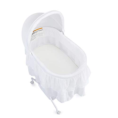 Big Oshi Madison Newborn Baby Bassinet - Bassinet for Boys or Girls - Perfect for Indoor Bedside Napping – Removable Canopy Cover – Includes Mattress Pad and Sheet, White