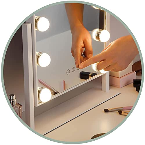Impressions Vanity Hollywood Tri-Tone XL Makeup Mirror with 12 LED Bulbs, Dressing Mirror with 360 Degree Swivel (White)