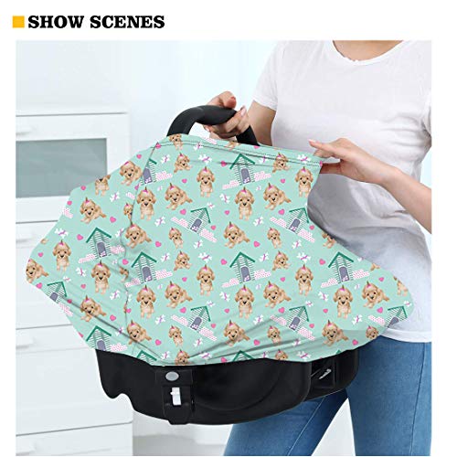 JOAIFO Aztec American Native Horse Print Nursing Cover Blue and White Tribal Baby Stroller Canopy Cover