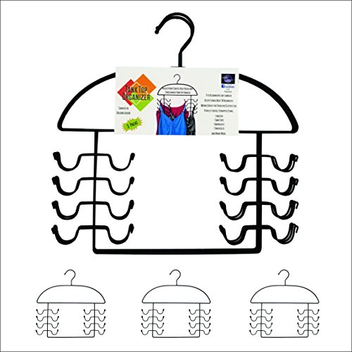 Dr. Organizer Steel Closet Organizer Hangers for Tanks Tops, Bras, and Cami Tops, USA Patented – 3 Pack, Black