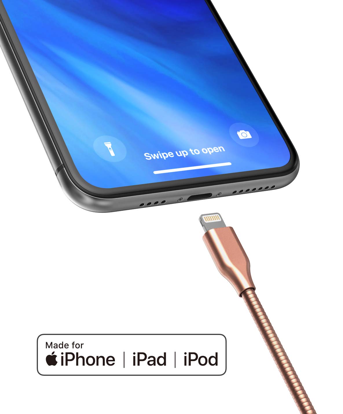 GALVANOX (2 Pack) Pet Proof iPhone Charger - Braided Metal Lightning to USB-C Charging Cables [Apple MFi Certified] Ultra Durable ChewProof Cord (4 Ft.) Compatible with iPhone and iPad