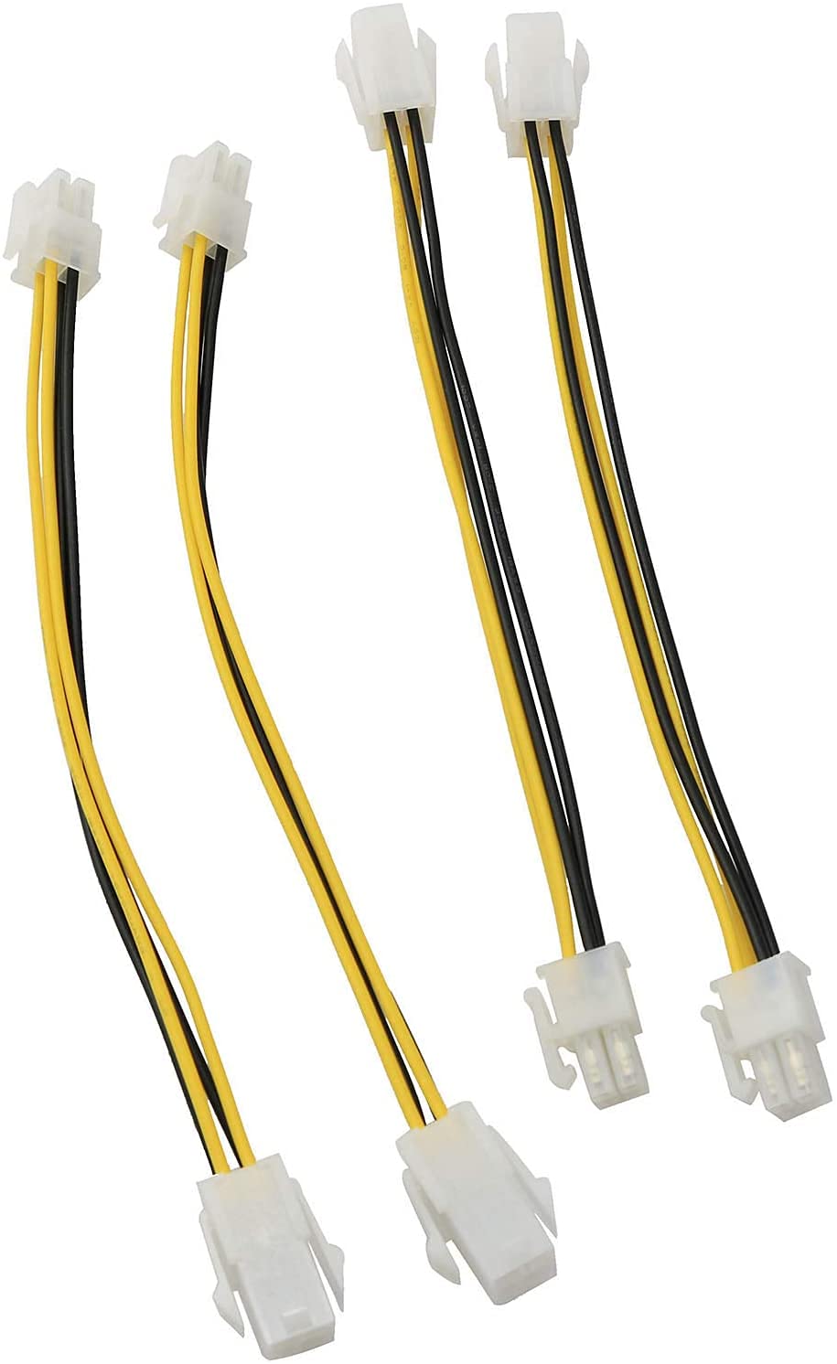 Longdex ATX Plug CPU Power Adapter Cable 4PCS 8Inch 4-Pin ATX Male to 4-Pin ATX Female 12V Motherboard Power Extension Cable