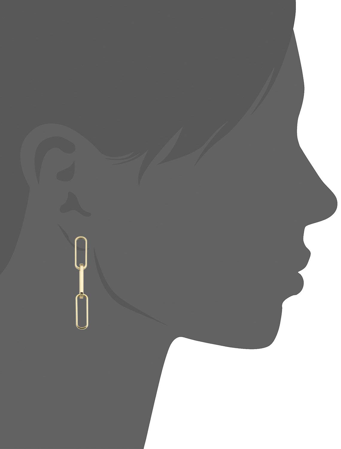 14k Yellow Gold Paper Clip Link Chain Drop Earrings (1.7 inches long)