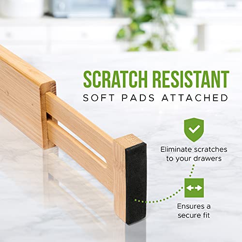 Velt Products Bamboo Drawer Dividers (17.5"-21.75") β Adjustable Divider Organizer for the Kitchen, Bedroom, and Bathroom β Organization Help for a Dresser, Cabinet, Storage Rooms