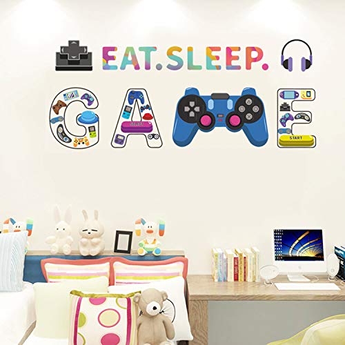 Gamer Wall Decals Controller Video Games Wall Stickers for Boy Bedroom Kids Room Playroom Nursery Home Decoration (Game)