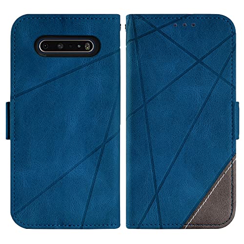 Asuwish Compatible with LG V60 ThinQ V60ThinQ 5G G9 Thin Q Wallet Case and Tempered Glass Screen Protector Leather Flip Cover Card Holder Cell Accessories Phone Cases for LGV60 V 60 60ThinQ 60V Blue