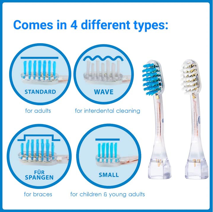 Emmi-dent Platinum 4-Pin Wave Bristle-Head Attachments - Electric Toothbrush Replacement Heads. Cleans with Ultrasound Waves. (Wave 4 Pack)