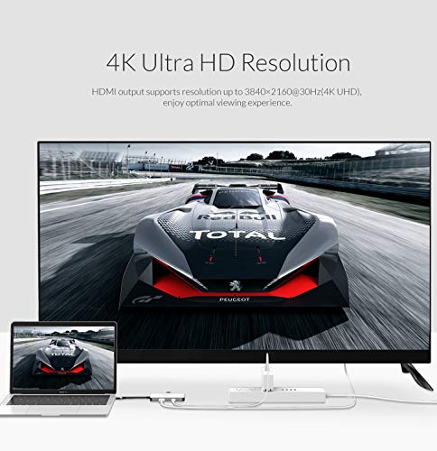 LENTION USB C Hub with 4K HDMI, Gigabit Ethernet, 3 USB 3.0 & Type C Charging for 2023-2016 MacBook Pro, New Mac Air/Surface/Chromebook/Steam Deck, More, Stable Driver Adapter (CB-C65, Silver)