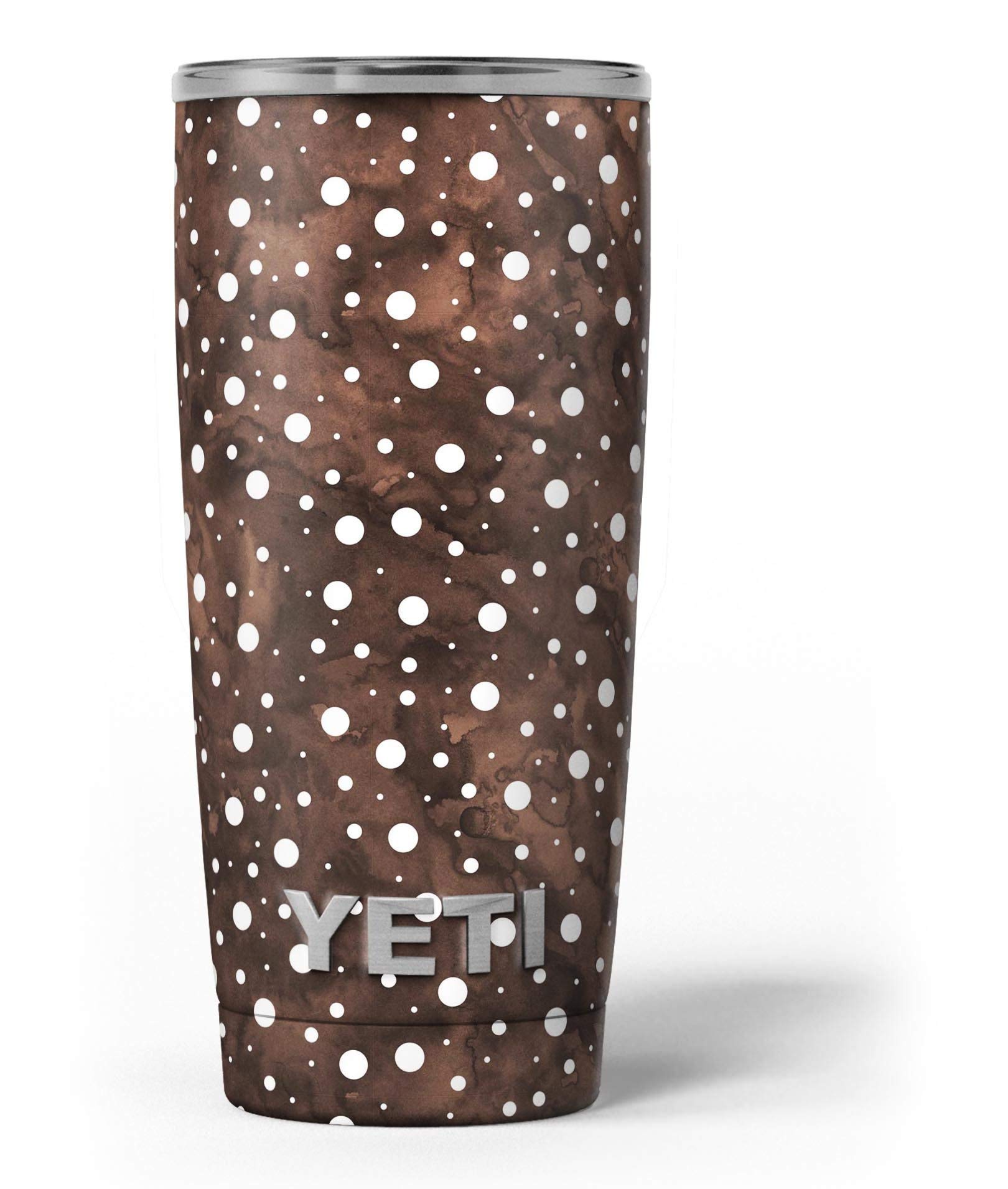 Design Skinz Brown and White Watercolor Polka Dots - Skin Decal Vinyl Wrap Kit compatible with the Yeti Rambler Cooler Tumbler Cups