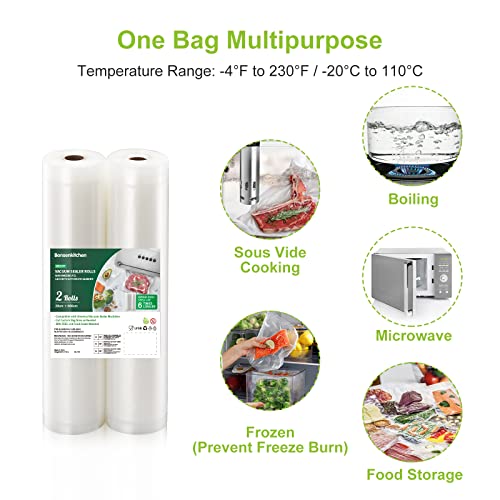 Bonsenkitchen Food Sealer Vacuum Sealer, Built-in Cutter & sealer Bags Rolls and Starter Kit, Dry&Moist Food Modes, Compact Design Air Sealing System Portable Vacuum Sealer, Black