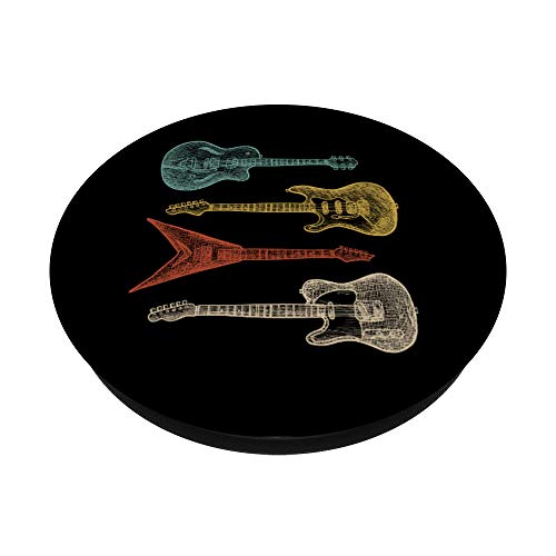 Distressed Retro Electric Guitars. Vintage Bass Guitar print PopSockets PopGrip: Swappable Grip for Phones & Tablets