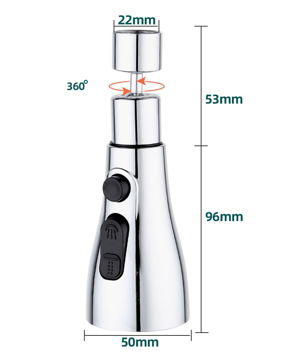 2023 New Gpmsign Universal Pressure Tap Nozzle,Universal Pressure Tap Nozzle Kitchen Sink Water Spray Faucet, 360° Rotating Bathroom Kitchen Sprayer Faucet Extender For Sink Tap Head (Silver+Grey)