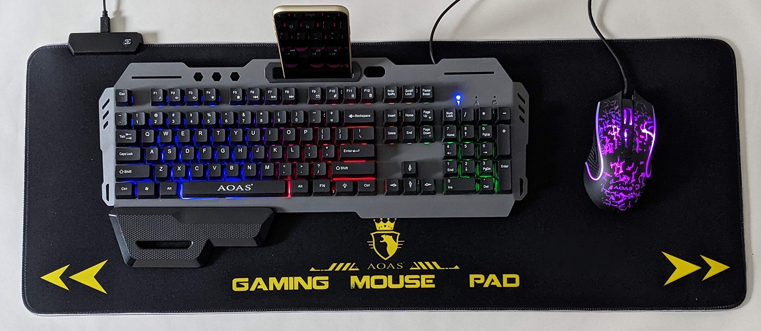 Illuminated Gaming Keyboard Model M-1000, Ergonomic Design, Waterproof and Anti-Skid Design, Support Multiple System, Constant Light/Breathing Mode Switch, Strong USB Cable 1.5m (5 ft.)
