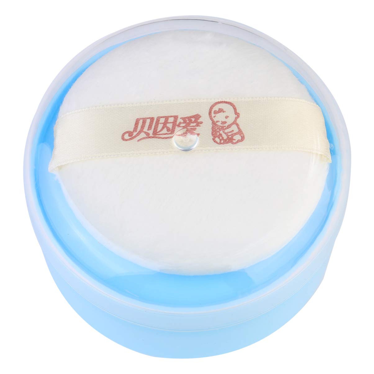 LEORX 1 Set Baby After-Bath Puff Box Portable Empty Body Powder Container Dispenser Case with Sifter and Powder Puffs for Home Travel Use (Blue)