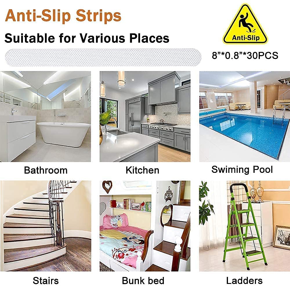 V-TOP 6 Pack Toothbrush Covers + 30 PCS Non Slip Bathtub Stickers