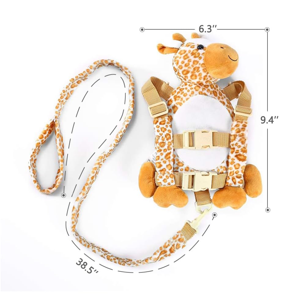 Berhapy 2 in 1 Toddler Leash, Toddler Safety Harness Backpack with Leash, Children's Walking Leash Strap with Backpack, Kid Leash for 1-3 Years Old Boys and Girls (Giraffe)