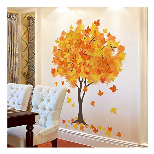 Tree Wall Stickers,Leaf Wall Stickers Fall Maple Leaf Stickers Felt Fall Tree Decals Autumn Maple Leaf Decors Window Sticker Wall Decals for Kids Bedroom Living Room Nursery Rooms