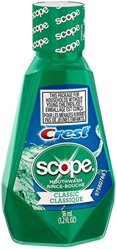 Crest Scope Mouthwash, Classic Mouth Rinse, Travel Size 1.2 Ounces (36ml) - Pack of 12