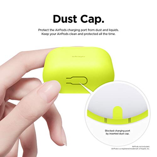 elago Skinny Case Compatible with AirPods 1 and Compatible with AirPods 2, Front LED Visible, Supports Wireless Charging, Anti-Slip Coating Inside [Neon Yellow]