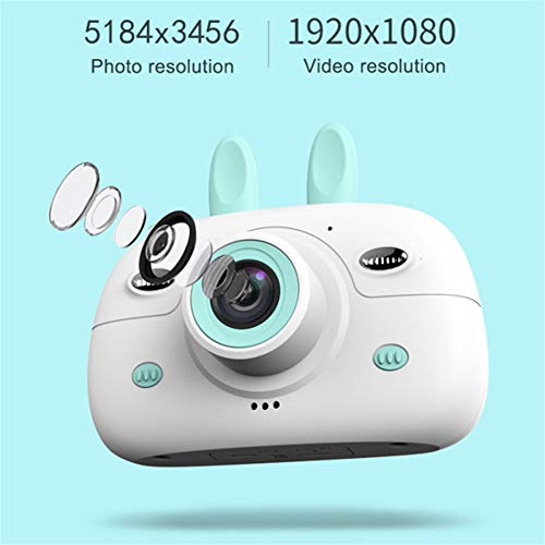 MCJL Child Camera Child Digital Camera Photograph Print Camera Cartoon Rabbit Video Recorder 1080P High List Anti Dual Lens 2.4 Inch IPS Screen,Blue,16GB